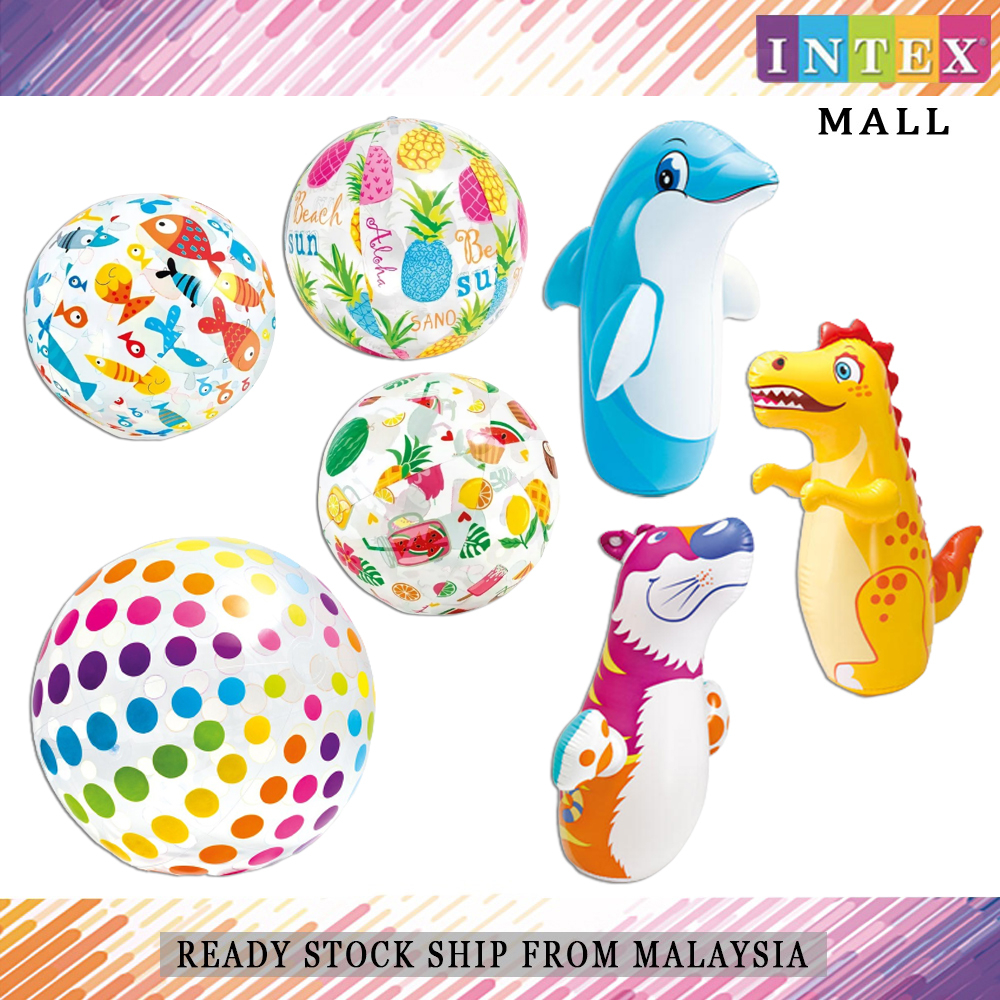 INTEX 3D Bop-Bag Kids Inflatable Ball Punching Boxing Beach Ball Bola ...