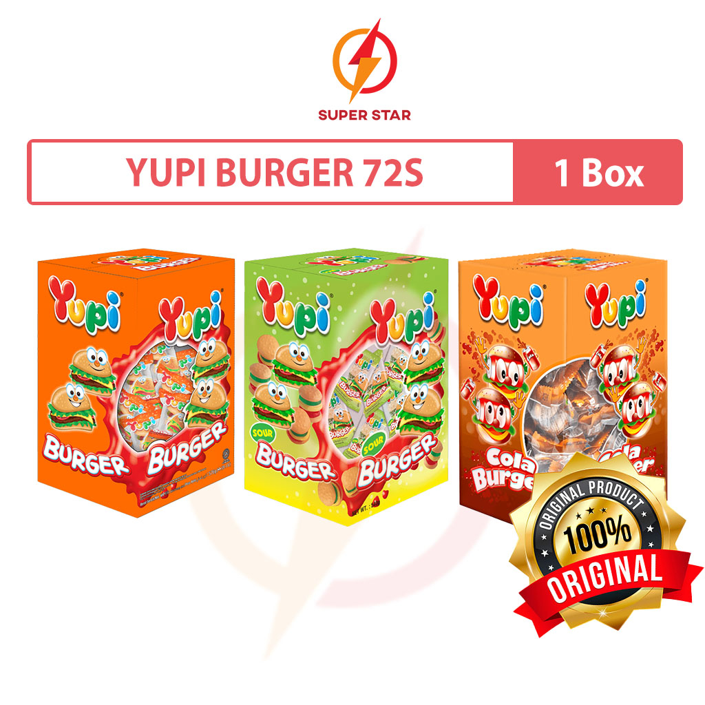 Yupi Gummy Burger Chewy Candy Sour Burger Cola Burger Mini Burger 72s ...