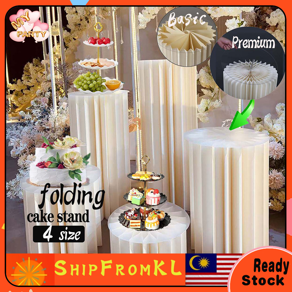 Folding Cake Stand Round Paper Dessert Table For Baby Shower Birthday ...