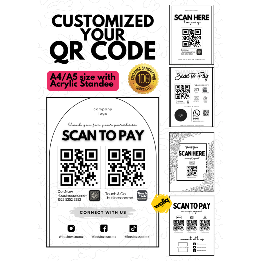 3 CUSTOMIZED QR CODE - Scan to Pay Template, QR CODE Sign Touch & Go ...