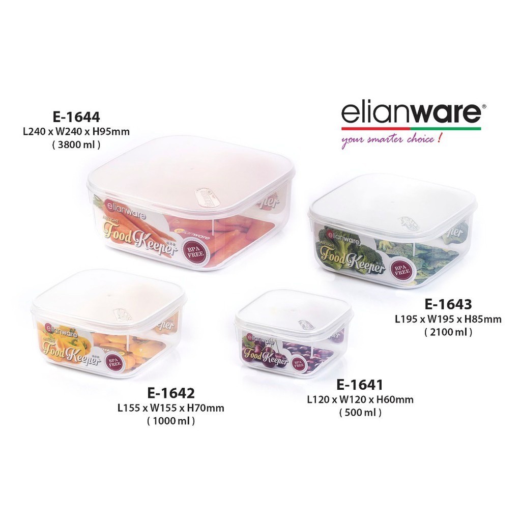 Elianware Air Tight Square Food Container / Food Keeper BPA Free / Food ...