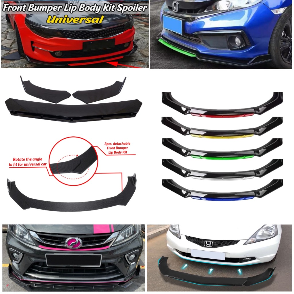 NEW Car Universal Front Bumper Diffuser Lip Wrap Angle Splitters Black ...
