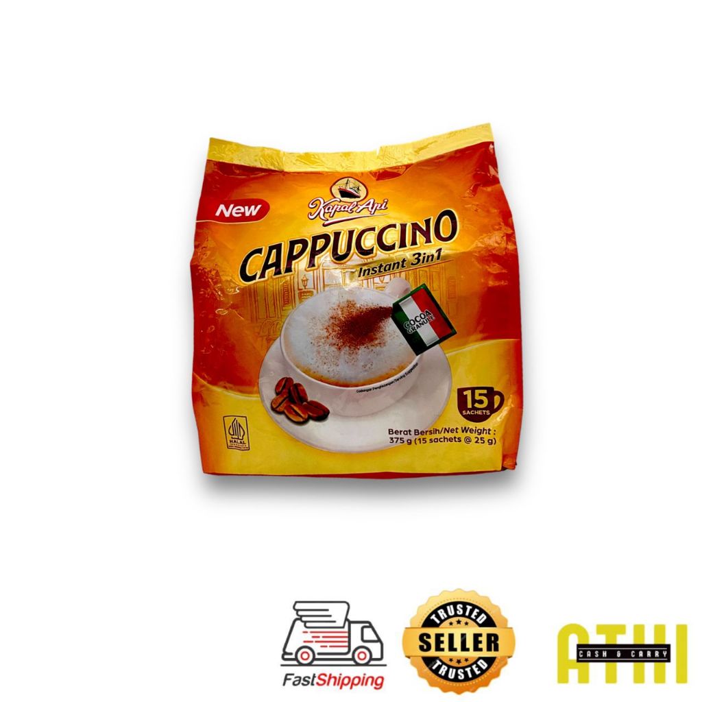KAPAL API CAPPUCCINO INSTANT 3 IN 1 COFFEE (15 SACHETS×25g) | Shopee ...