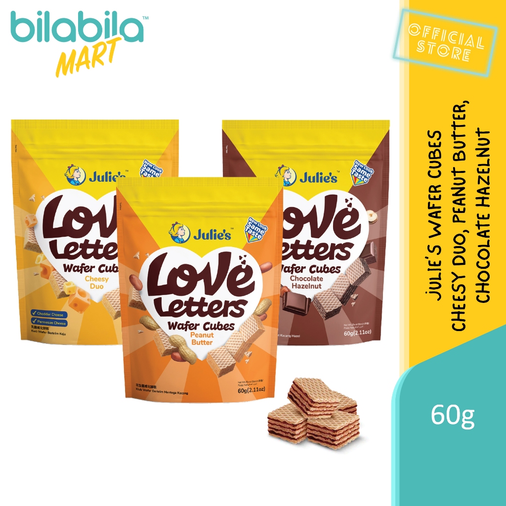 Julie's Love Letters Wafer Cubes (Cheesy Duo, Peanut Butter, Chocolate ...