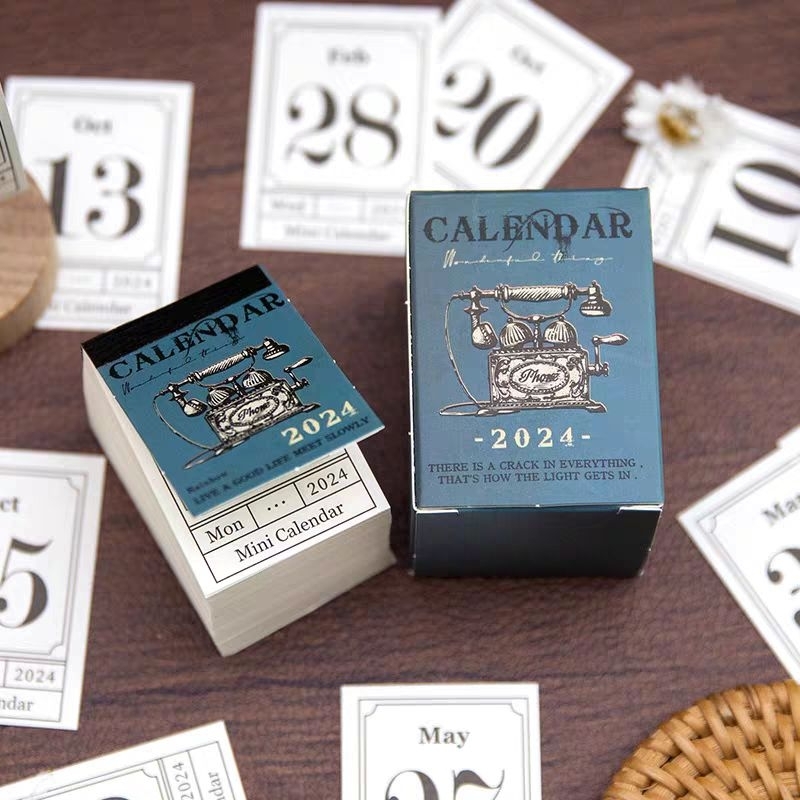 2024 mini calendar vinatge daily calendar 日付 2024 vintage retro mini ...