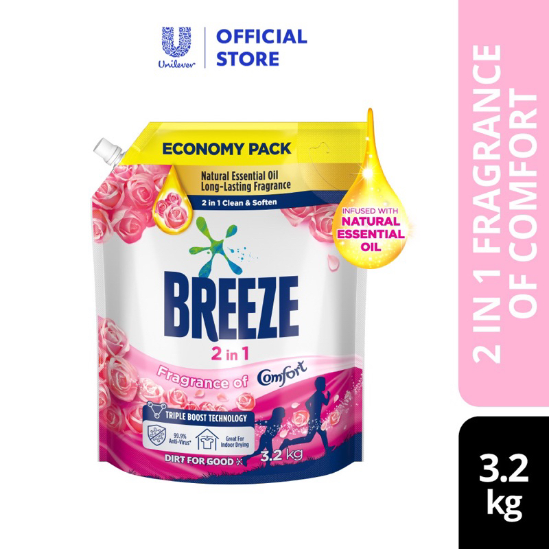 Breeze Liquid Detergent 2 In 1 Fragrance of Comfort Big Refill (3.2kg ...