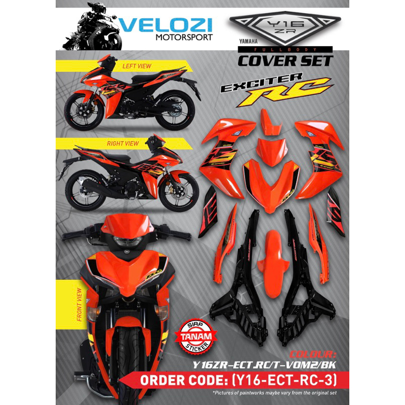 VELOZI YAMAHA Y16 Y16ZR (NOT ABS) SPROT EXCITER RC TANAM VOM2 BLACK ...
