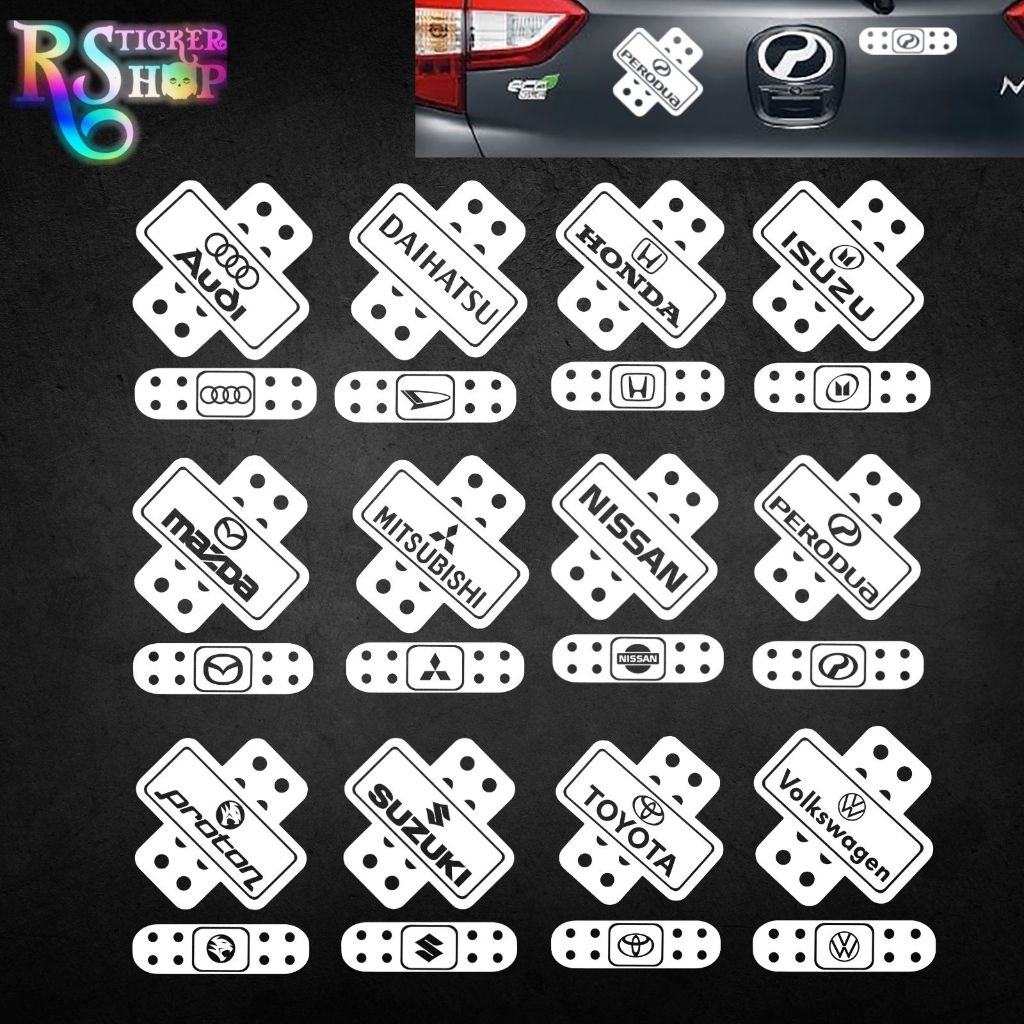 2 piece Multiple Car Brand Bandage Plaster Car Vinyl Decal Sticker Dent ...