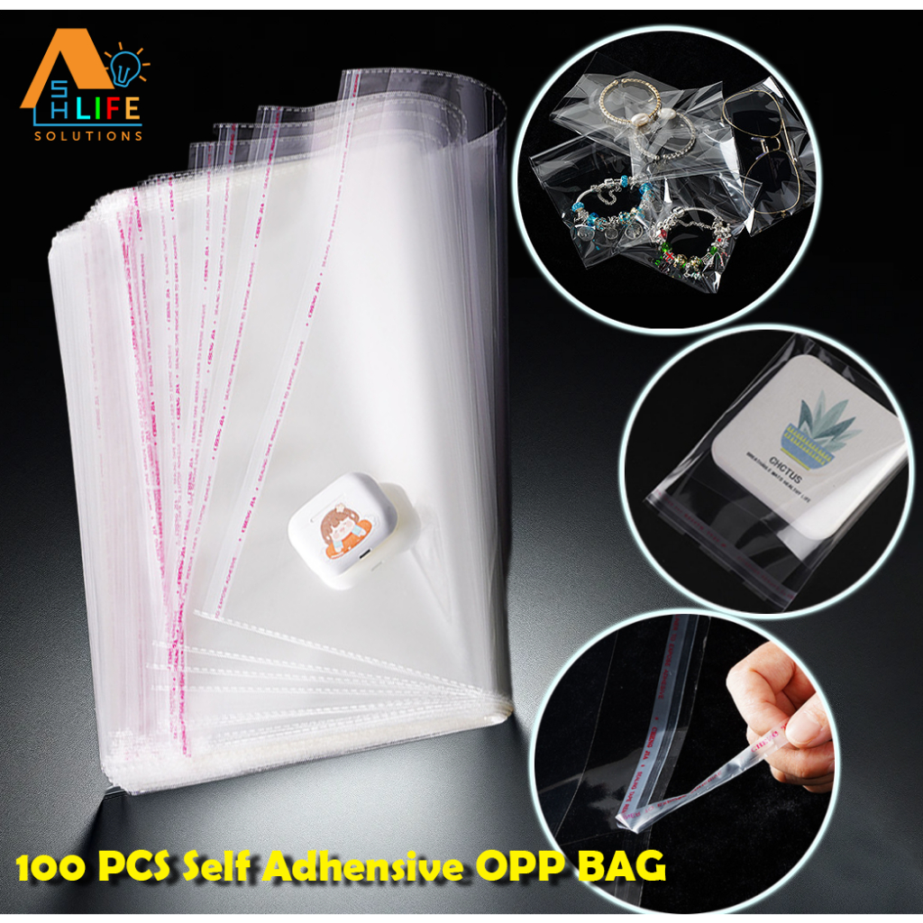 100PCS Transparent OPP Plastic Self-Adhesive Bags - Waterproof ...
