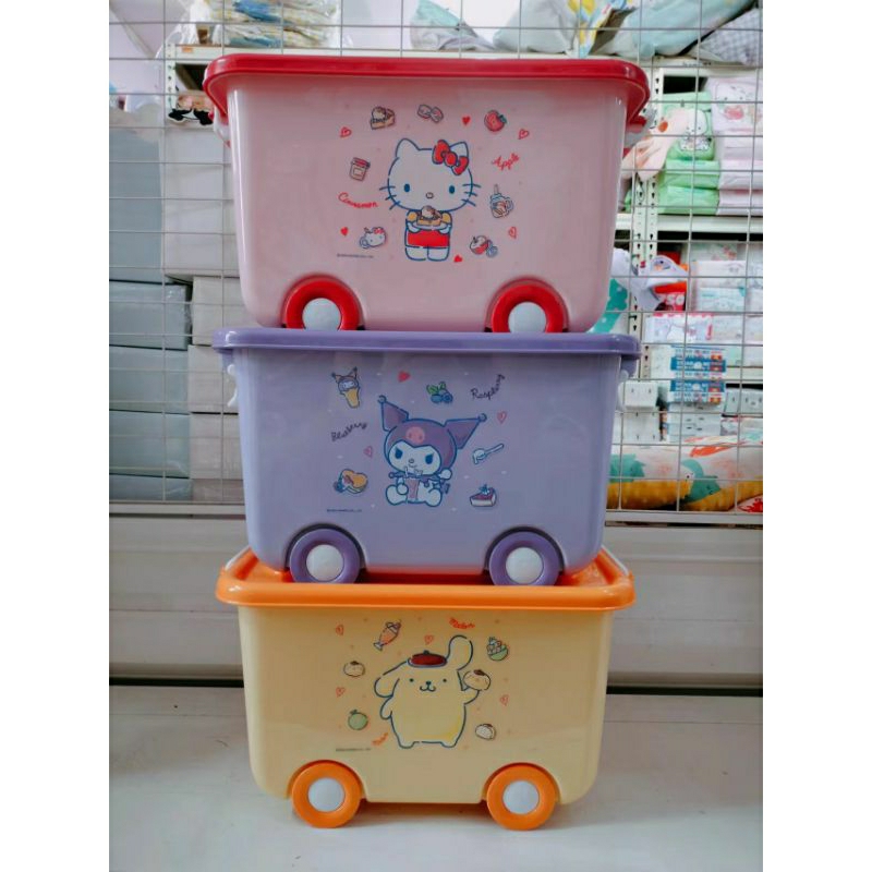 Sanrio kuromi, kitty, pompompuri storage box with wheel trolley box ...