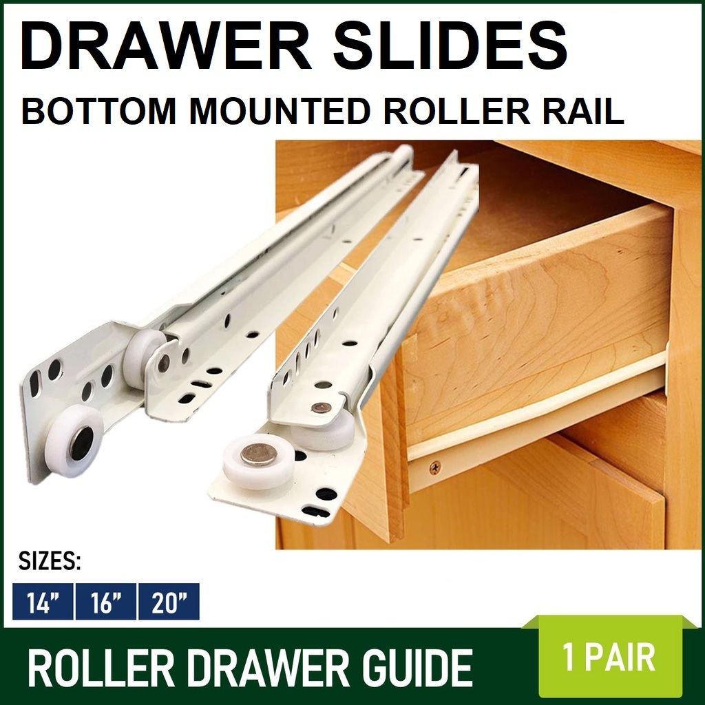 [1 PAIR] DRAWER SLIDES BOTTOM MOUNTED ROLLER RAIL / LACI TRACK [SJ MALL ...