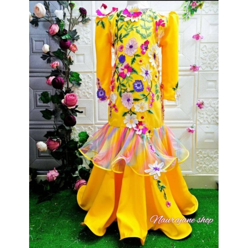 Mermaid RAINBOW RAYA DRESS 2024 SEDONDON Mother Child | Shopee Singapore