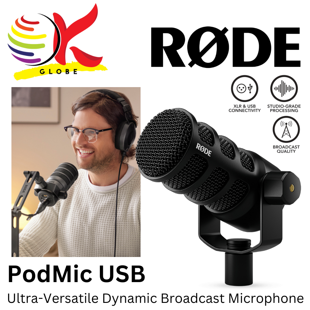 RODE PODMIC USB VERSATILE DYNAMIC BROADCAST MICROPHONE WITH STUDIO GRADE PROCESSING, XLR & USB ...