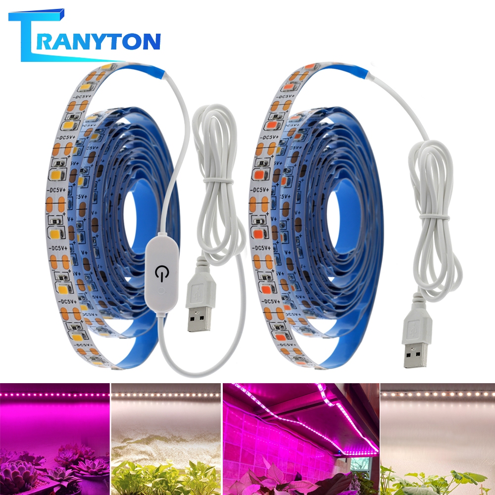 5V USB LED Strip Grow Light Full Spectrum Sunlight Touch Dimmable ...
