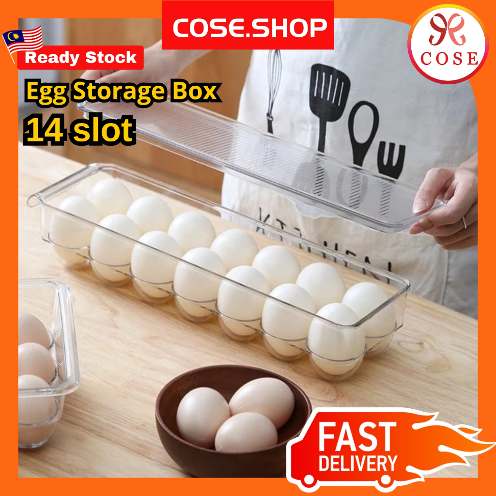 COSE 14 Slot Egg Storage Box Egg Container Stackable Egg Tray Holder ...