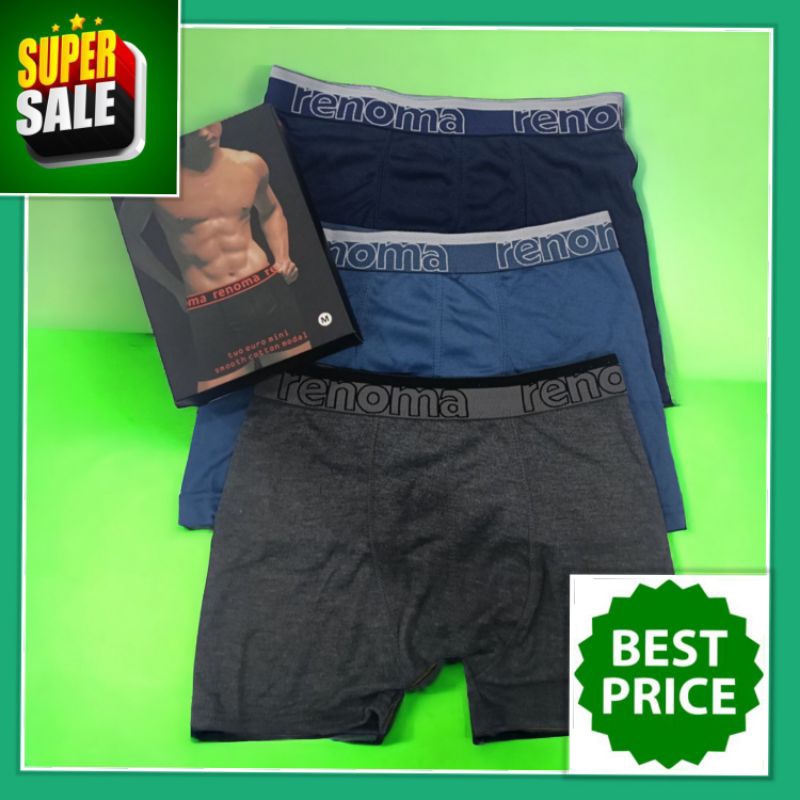 3 PCS/BOX RENOMA PARIS MEN'S BOXER UNDERWEAR SMOOTH COTTON MODAL COLLECTION | Shopee Singapore