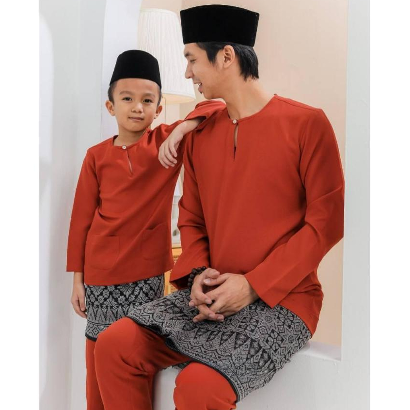 Men's Malay Baju (ORANGE BRICK) Malay Baju Exclusive Aryan Baju Melayu ...