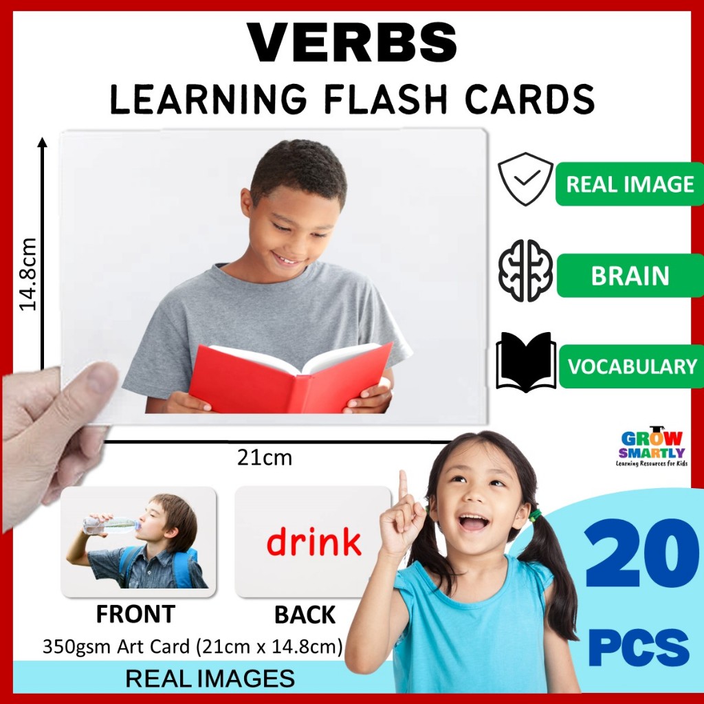 Action Verb Flash Card for kid autism speech delay speech flashcard ...