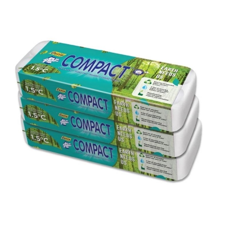 Cutie Compact Eco Friendly Toilet Rolls 3 Ply (10 Rolls x 3 Pkts ...