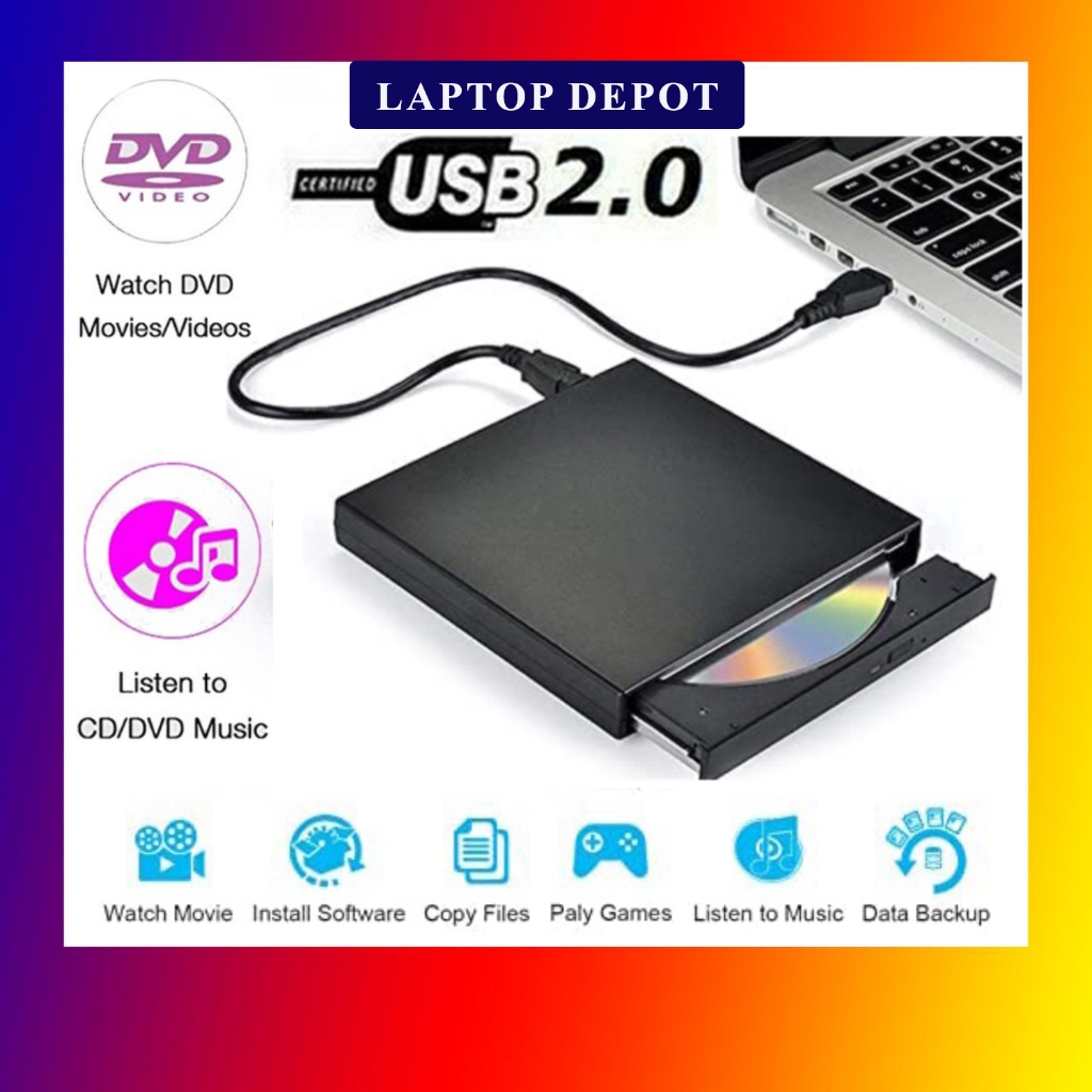 External CD DVD Drive USB Slim Portable External DVD Player Optical ...