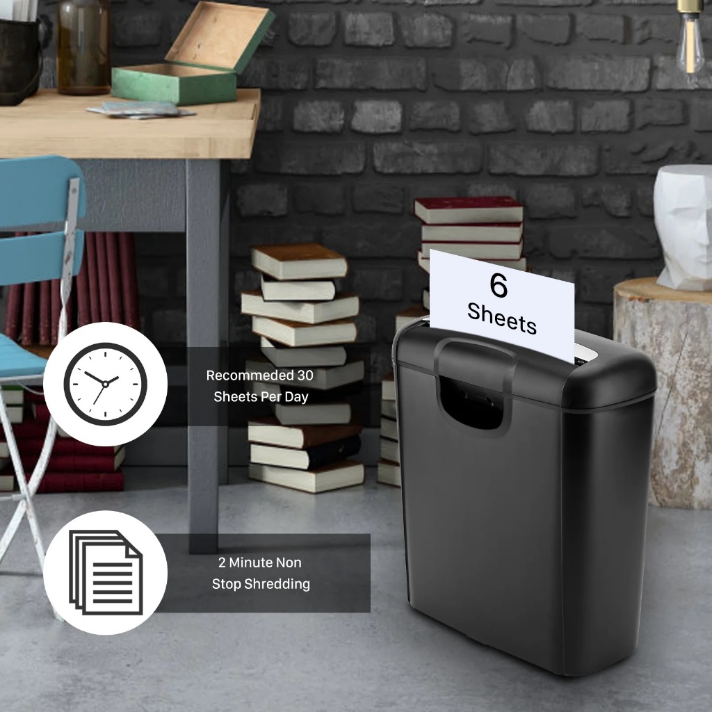 Paper Shredder Paper Cutter 10 Liter Bin Fully Auto 6 Strip Cut Paper ...