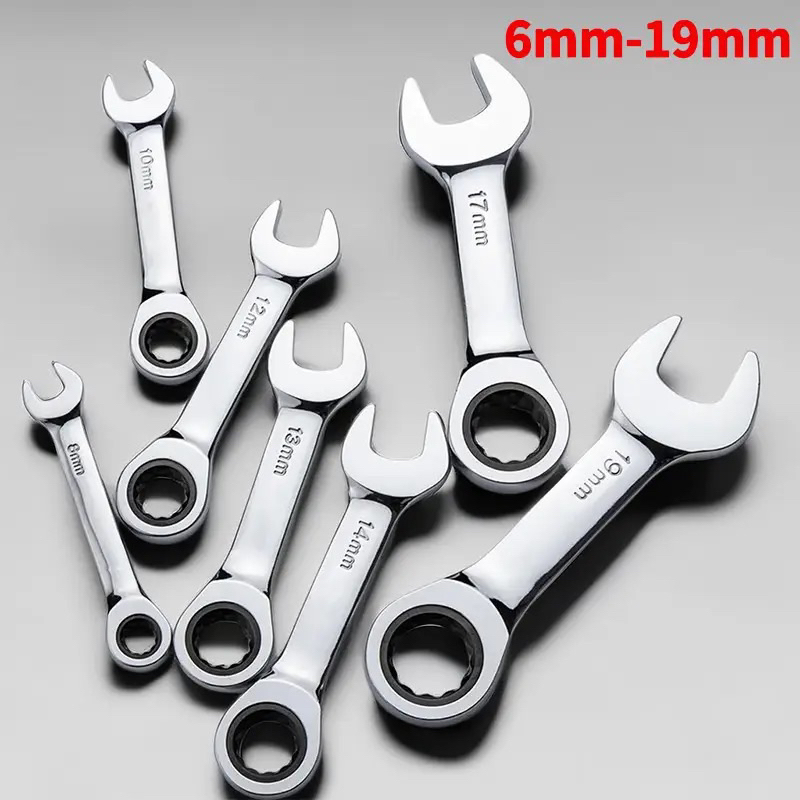 Quick Ratchet Wrench Short spanner Handle Narrow Dual-Use Repair spana ...
