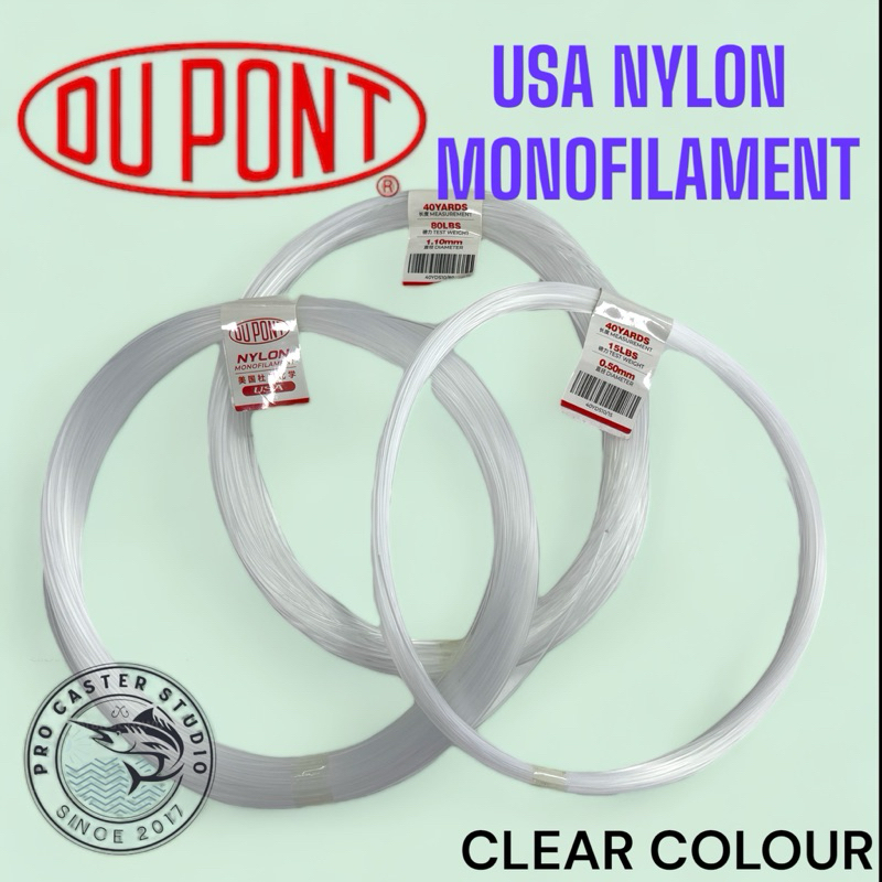 PUTIH Dupont USA CLEAR NYLON MONOFILAMENT LEADER LINE White Paper ...