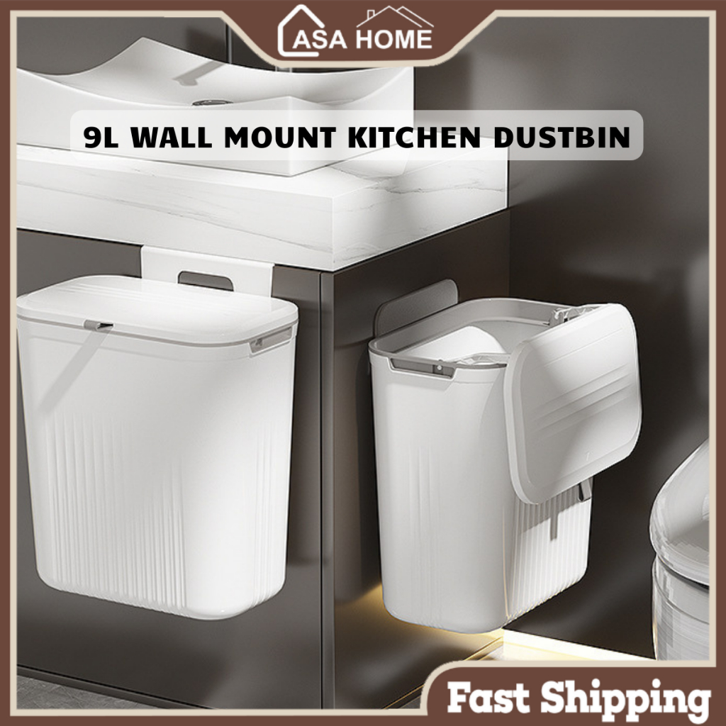 CASA Kitchen Dustbin 9L Wall Mount Hanging Dustbin Tong Sampah Dapur ...