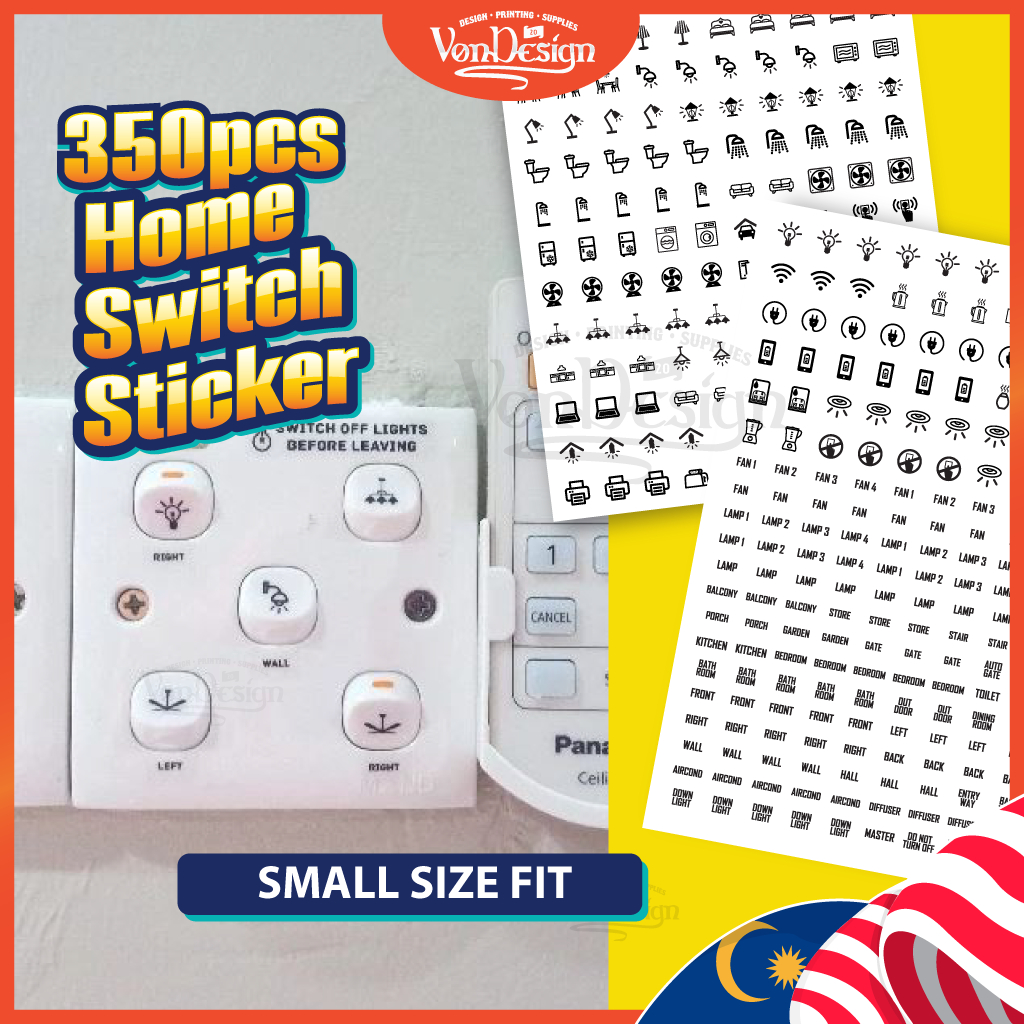 350pcs STICKER TRANSPARENT SUIS ELEKTRIK RUMAH / SWITCH LABEL STICKER ...