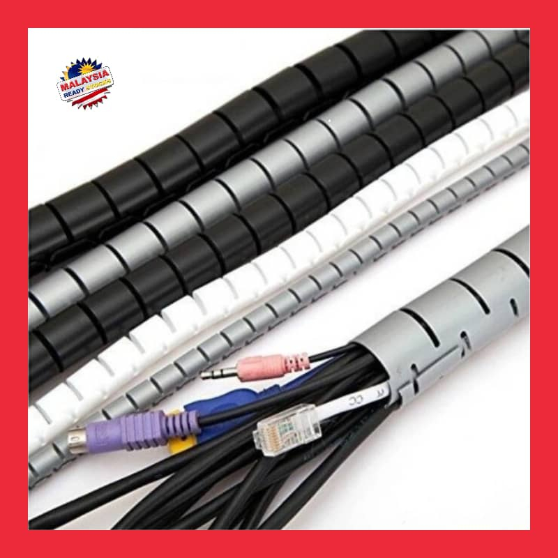 Flexible Spiral Tube Cable Wire Wrap Tidy Organizer Wrapping Band ...