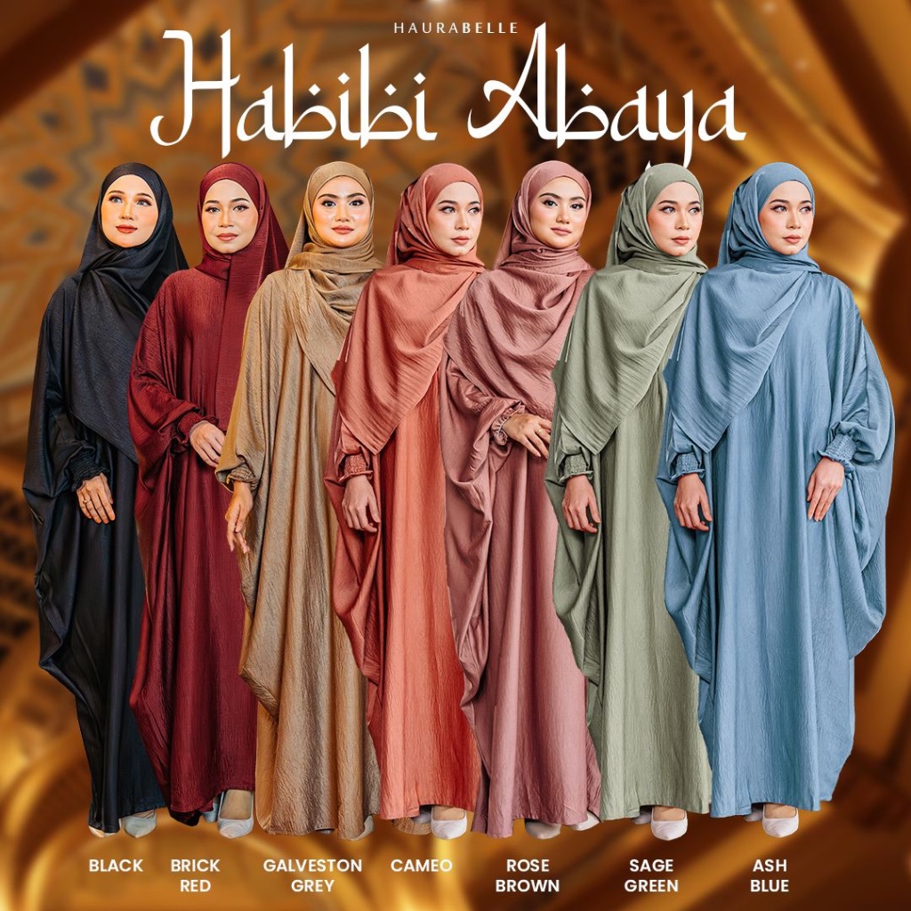 Habibi Abaya 1.0 Haurabelle Baju Raya 2024 Viral Free Instant Shawl ...