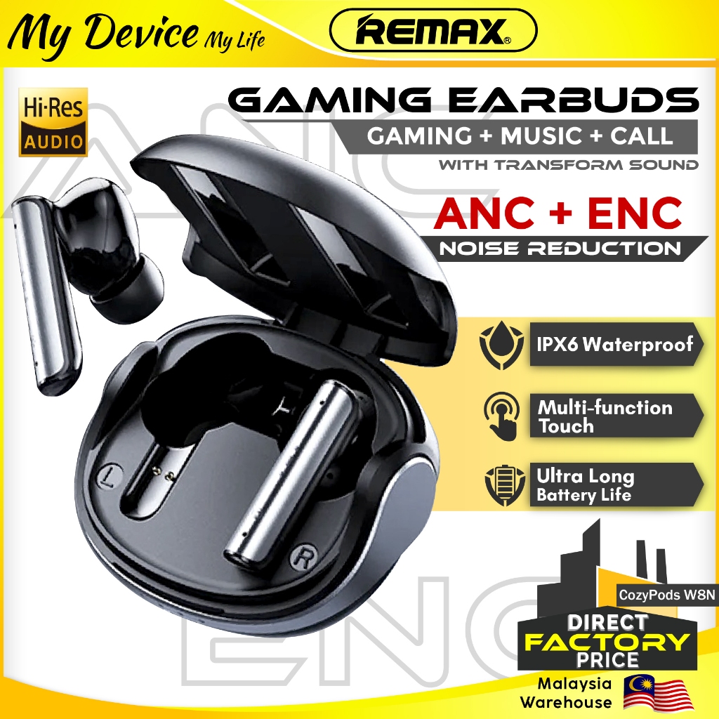 REMAX Noise Reduction Gaming Wireless Earbuds ENC ANC HiFi Sound HD Mic ...