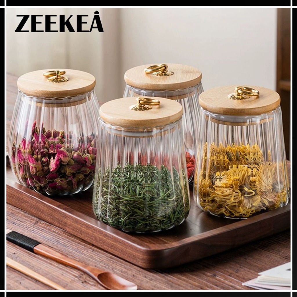 Zeekea Borosilicate Glass Storage Jars ,Clear Glass Food Storage ...