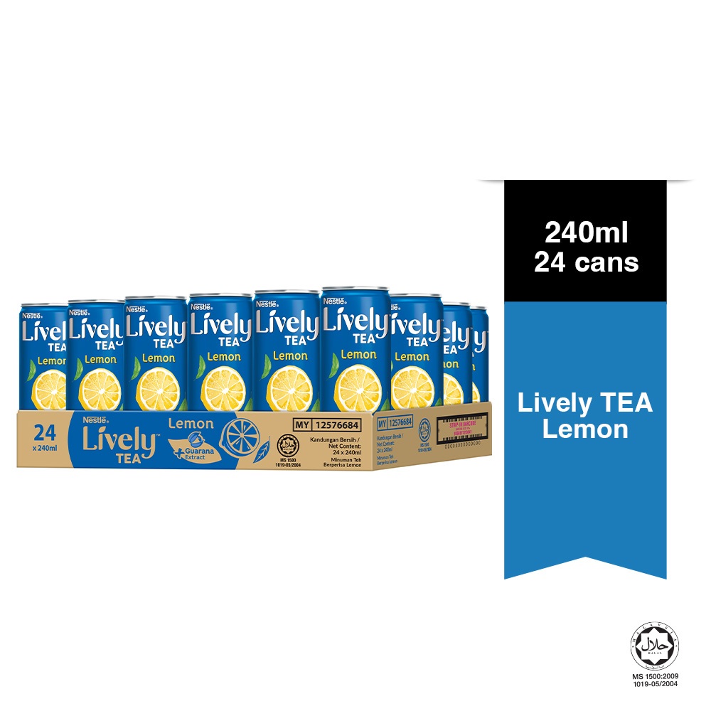 NESTLE LIVELY Tea Lemon Guarana Can 240ml (Carton) | Shopee Singapore