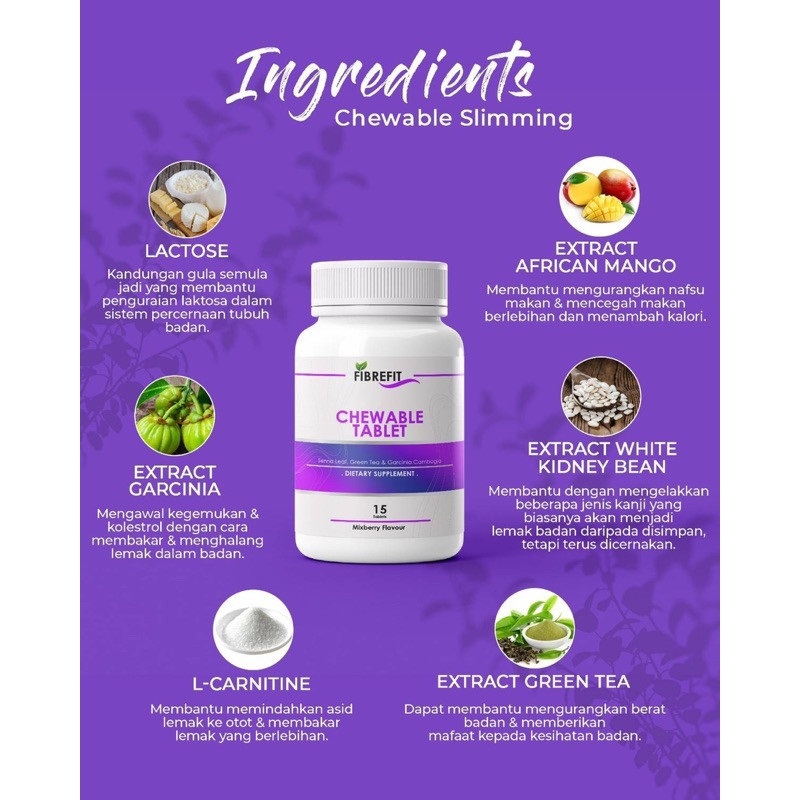 FIBREFIT CHEWABLE TABLET KURUS SEAWAL 7 HARI VIRAL 15's | Shopee Singapore