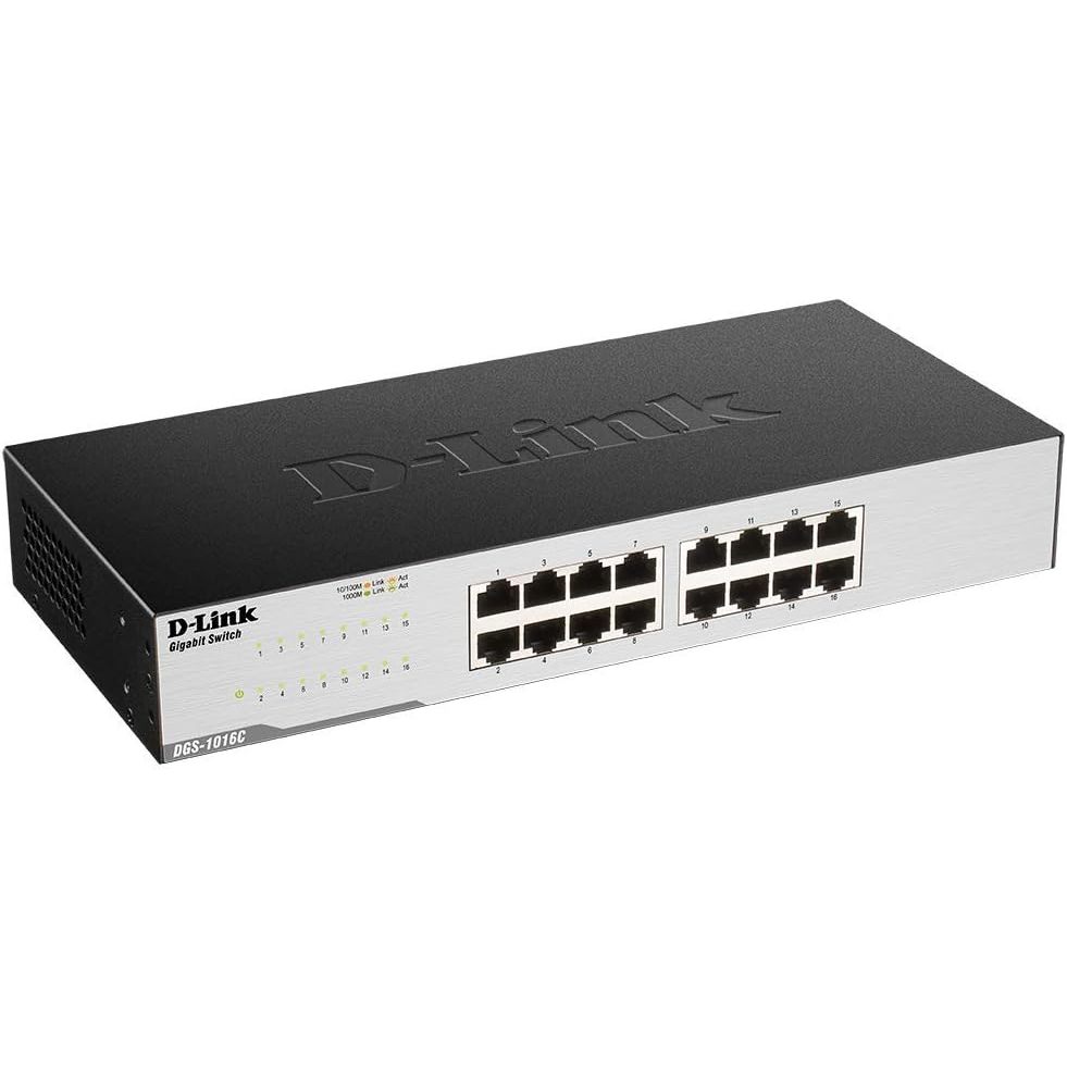 D-Link Ethernet Switch, 16 Port Gigabit Unmanaged Network Internet Hub ...