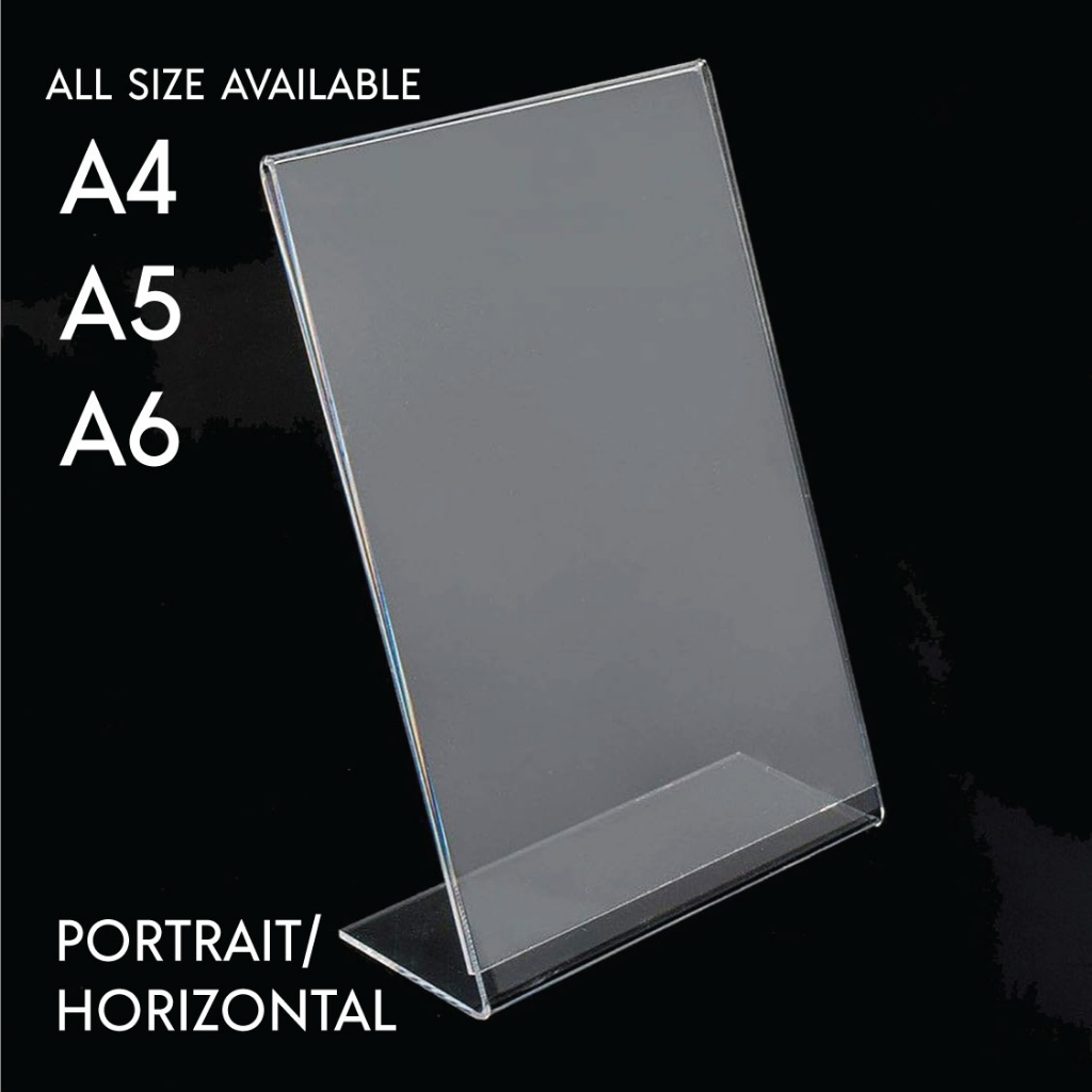 Paper display Acrylic L-Shape sign display transparent A4 / A5/ A6 ...