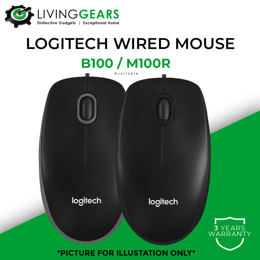 Logitech B100 / M100R Wired USB Optical Mouse For PC Desktop Or ...