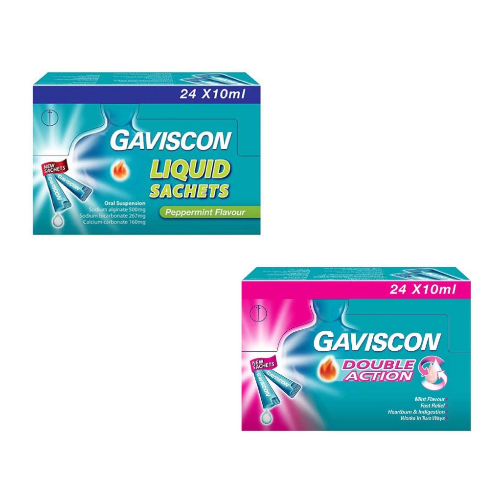 GAVISCON Liquid Sachets 10ml x 24pcs ( Peppermint ), ( Double Action ...