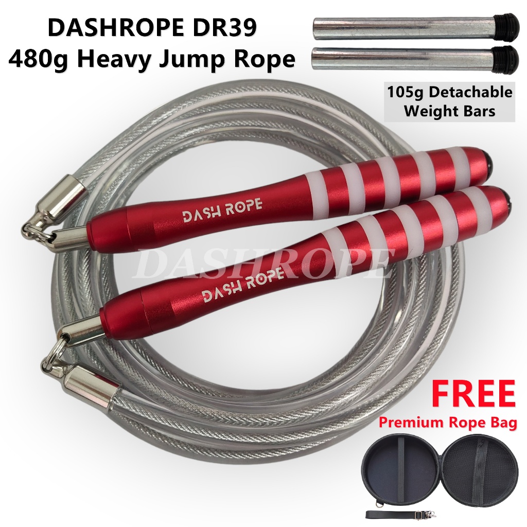 DASHROPE DR39 480g Heavy Jump Rope Weighted 8mm Cable Skipping Ropes ...