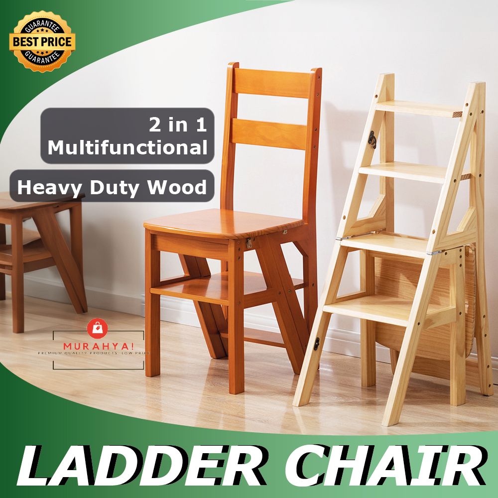 Ladder Chair Wood Solid Multi-function household Ladder Chair Folding ...