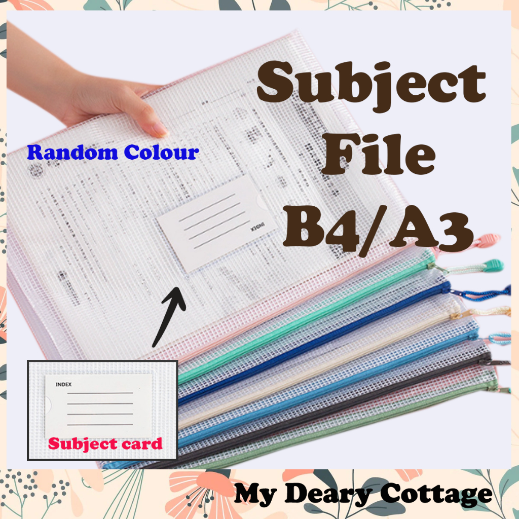 Colourful A3/B4 Subject File Handle Bag Waterproof PVC Zip File School ...