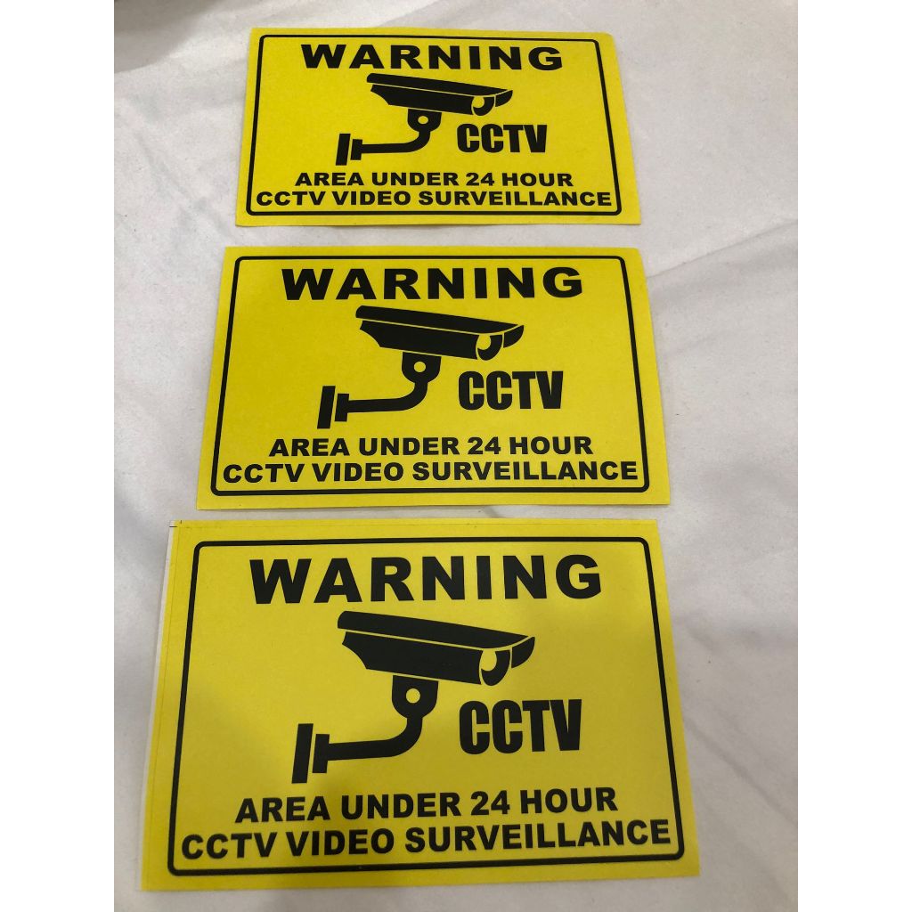 CCTV sign alloy plate 铝合金 / sticker 24H Security Camera Video CCTV PVC Sticker Warning Signs ...