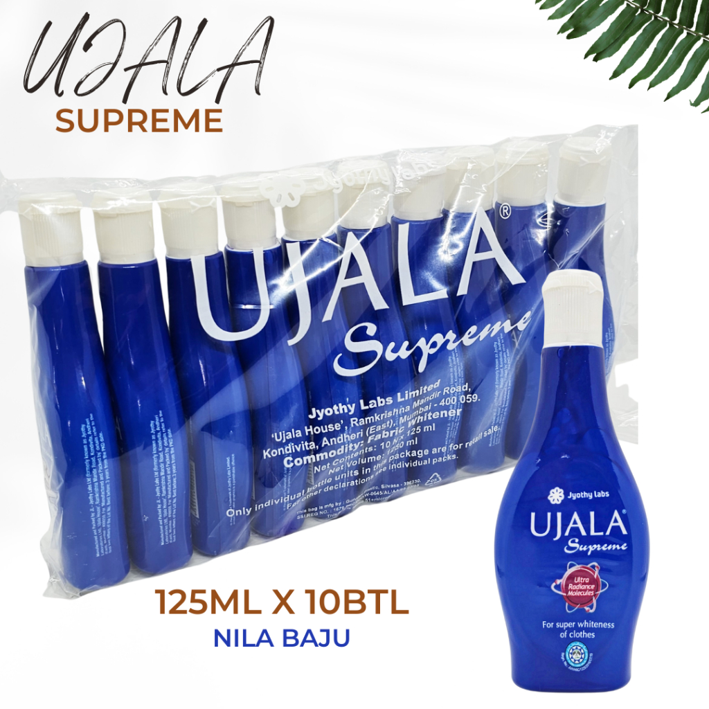 Ujala Supreme Fabric Whitener 125ml x 10 Botol / Nila Baju Putih ...