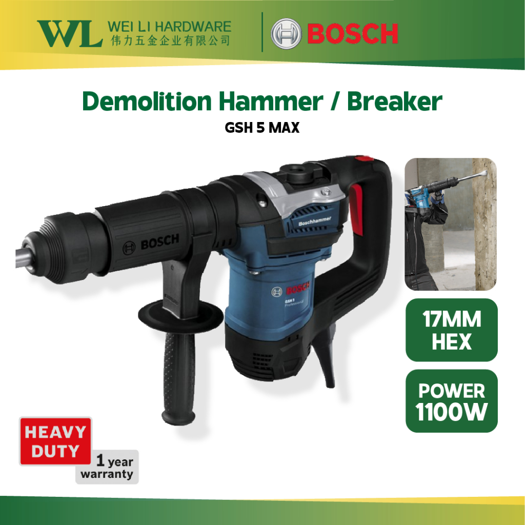 Bosch GSH5 MAX Demolition Hammer 1100W / mesin hacker breaker | Shopee ...