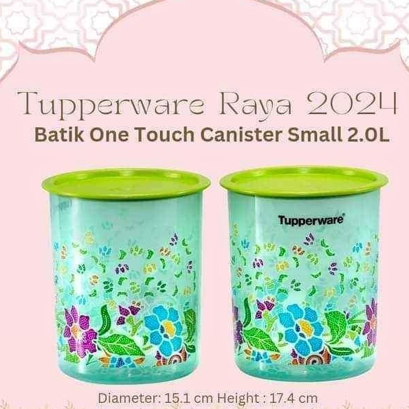 Tupperware Batik One Touch 2L /CleanKeep One Touch Canister Scoop Dobi Topper large 2L (Airtight ...