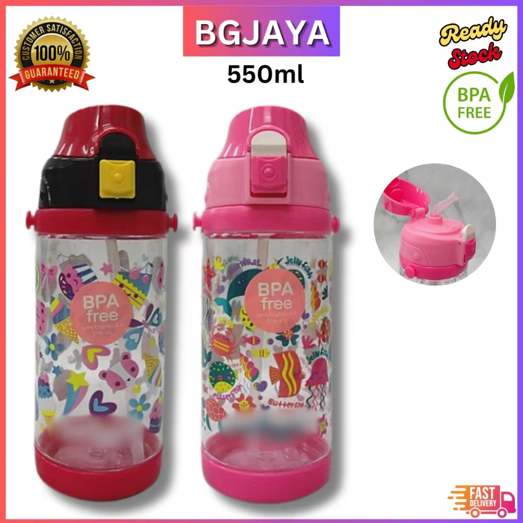 550ML Smiggle Kids Water Bottle BPA Free with Straw Botol Air Kanak ...