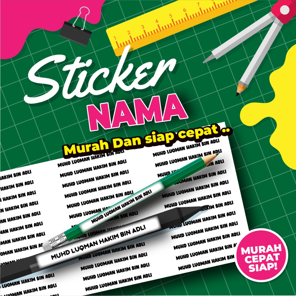 120pcs Sticker Nama/Pelajar/Sekolah Buku Botol Pensel/Student ...