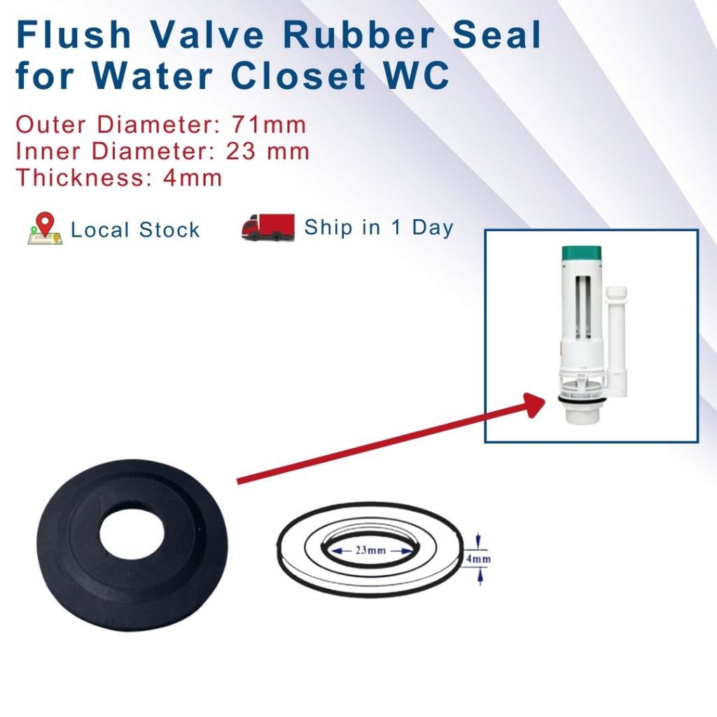 RUBBER SEAL WC FLUSH VALVE TOILET Outer Diameter 71mm, Inner Diameter 23mm, Thickness 4mm GETAH ...
