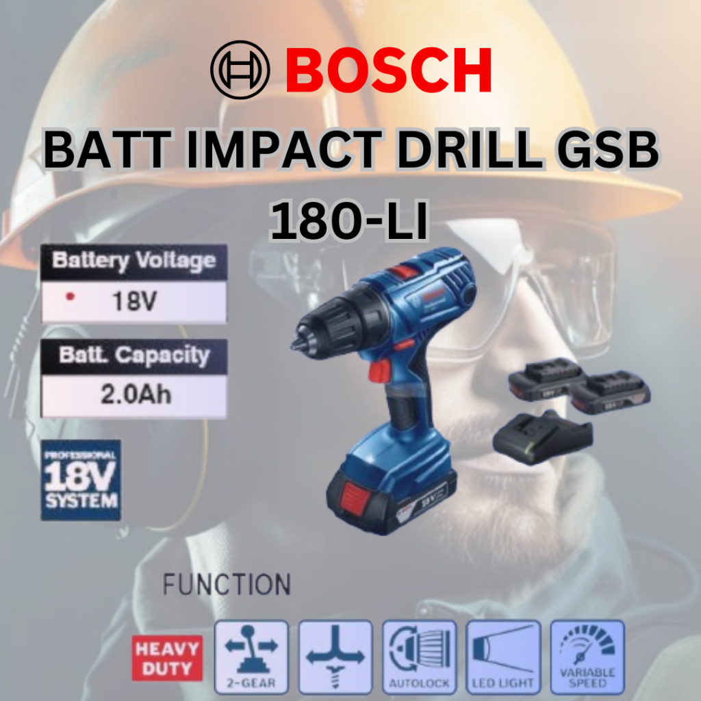 BOSCH GSB 180-LI Cordless Impact Drill | Shopee Singapore